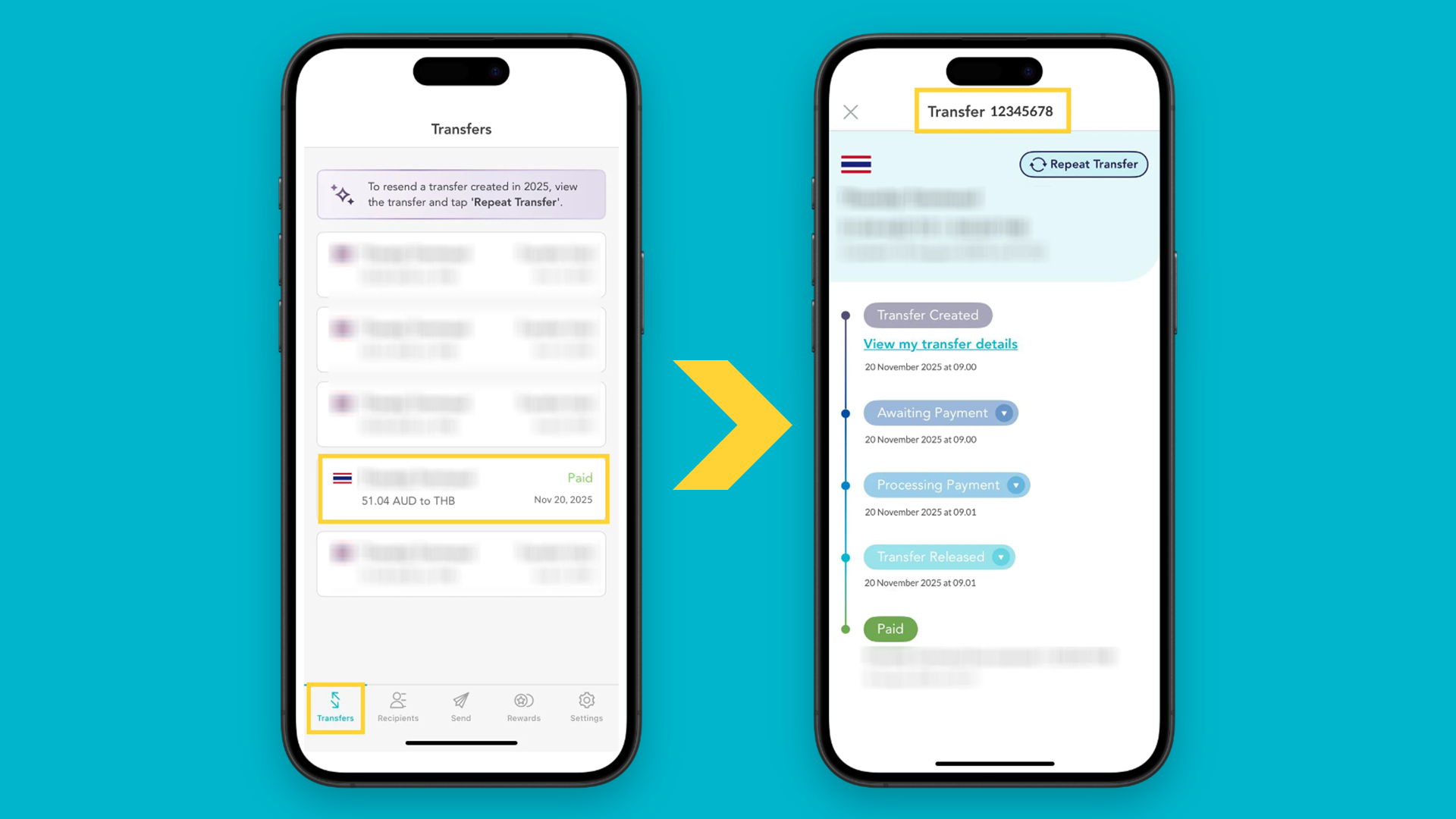 Find your transfer number and download reciepts – OrbitRemit